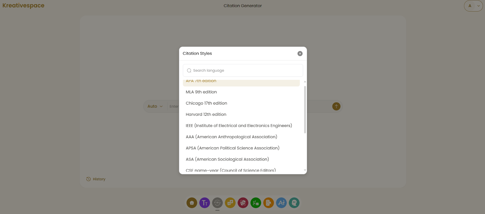 APA Citation Generator – Free Harvard & APA Citation Tool - Kreativespace - AI Writing Tools Suite